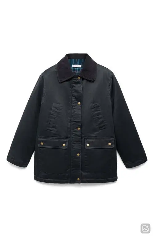 Mango Waxed Effect Cotton Blend Jacket