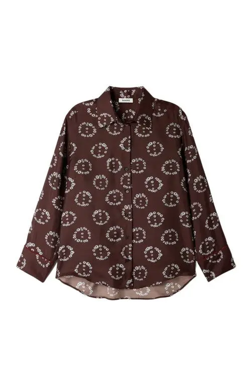 Sandro Floral Print Silk Shirt
