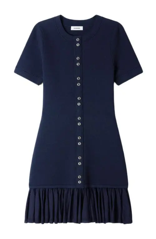 Sandro Short Knit Dress With Ruffles