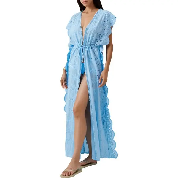 Melissa Odabash Talitha Embroidered Eyelet Cotton Cover-up Dress - Oasis