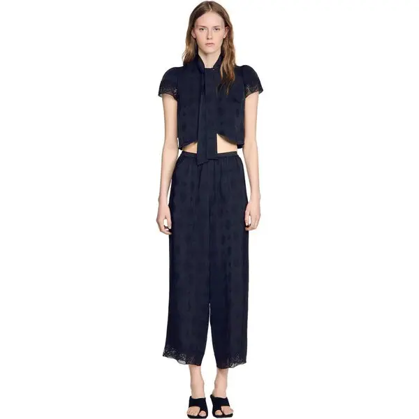 Sandro Fluid Paisley Jacquard Trousers