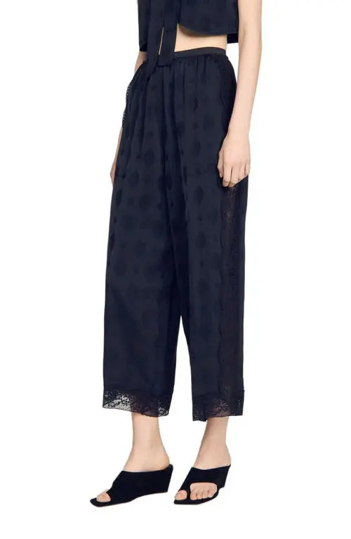 Sandro Fluid Paisley Jacquard Trousers