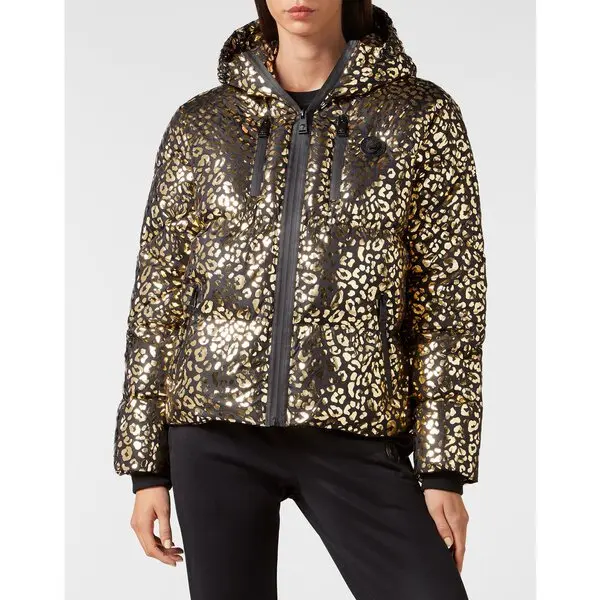 PLEIN SPORT Nylon Puffer Jacket Leopard