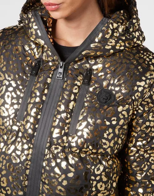 PLEIN SPORT Nylon Puffer Jacket Leopard
