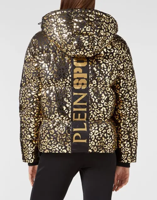 PLEIN SPORT Nylon Puffer Jacket Leopard