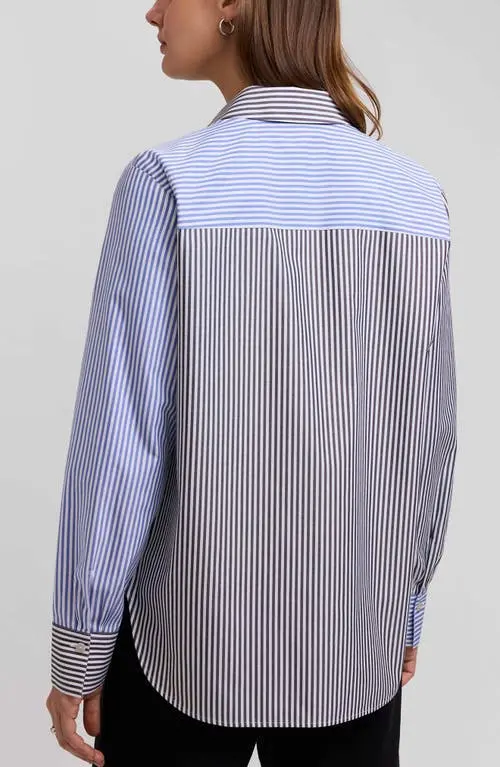 Foxcroft Meghan Colorblock Stripe Cotton Button-up Shirt