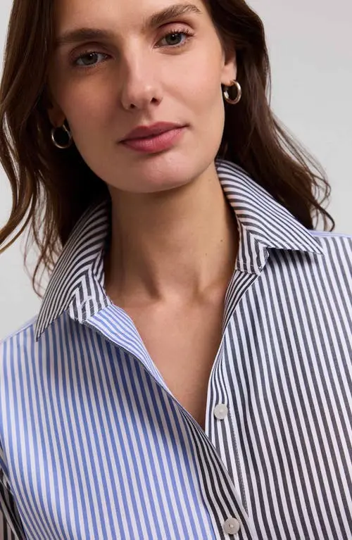 Foxcroft Meghan Colorblock Stripe Cotton Button-up Shirt
