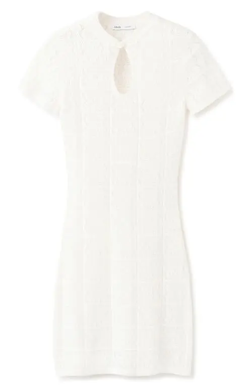 Mango Open Knit Minidress - Ecru