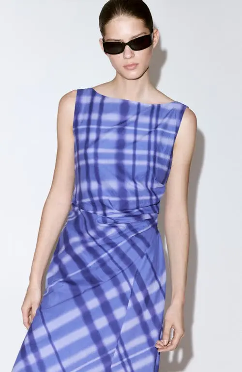 Mango Printed Cotton Sleeveless Bateau Neck Dress