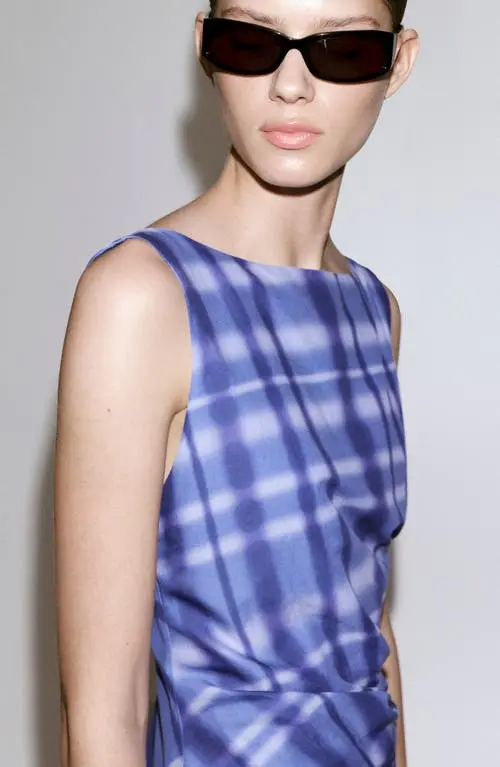Mango Printed Cotton Sleeveless Bateau Neck Dress