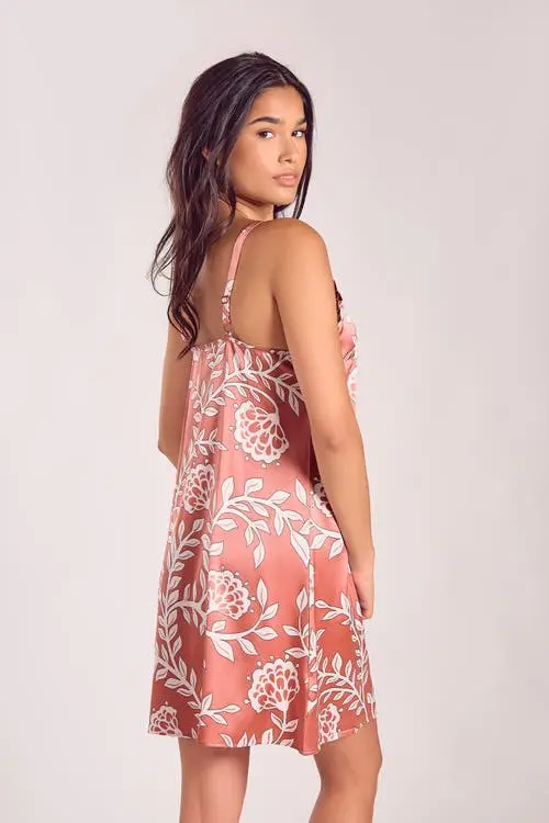 ICOLLECTION Satin Nightgown With Ruffle Neckline