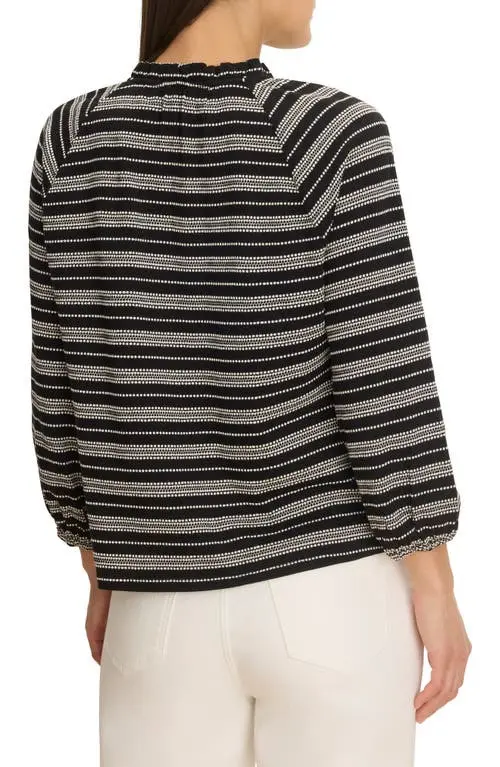 NIC+ZOE Jacquard Stripe Knit Cotton Top