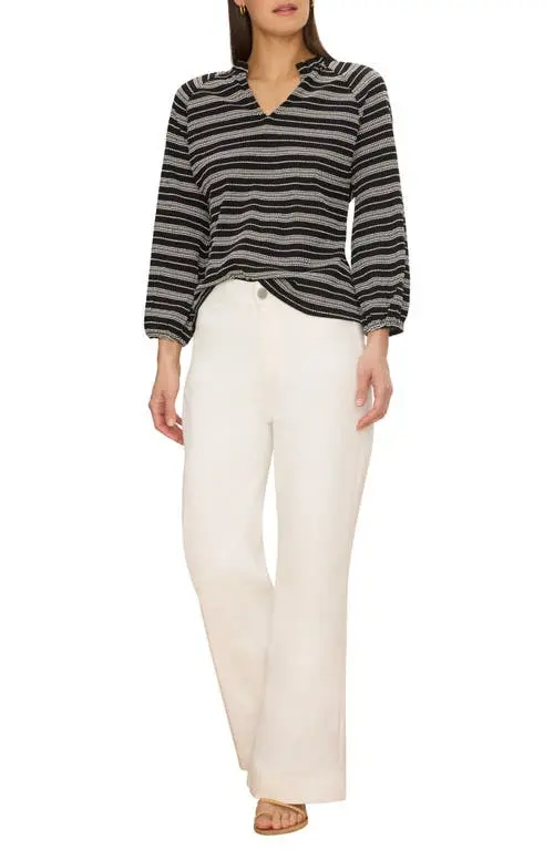 NIC+ZOE Jacquard Stripe Knit Cotton Top