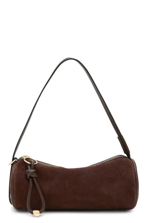 AIMEE The Skipper Barrel Leather Shoulder Bag - Fudge Suede
