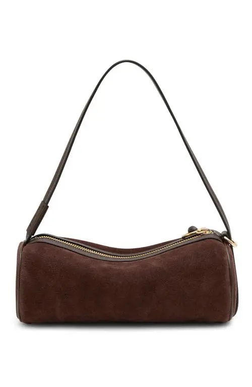 AIMEE The Skipper Barrel Leather Shoulder Bag - Fudge Suede