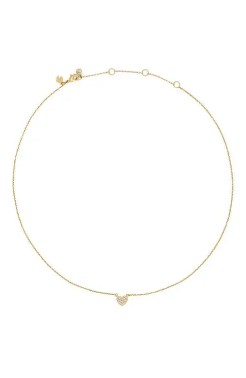 Kate Spade New York Pavé Heart Mini Pendant Necklace - Clear/gold.