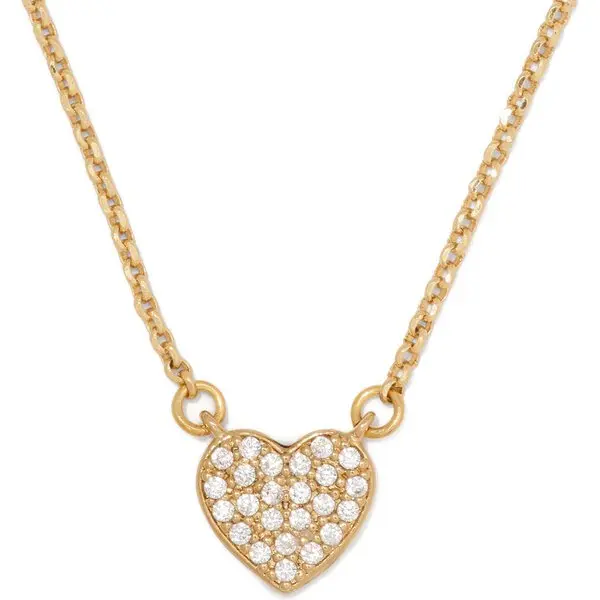 Kate Spade New York Pavé Heart Mini Pendant Necklace - Clear/gold.