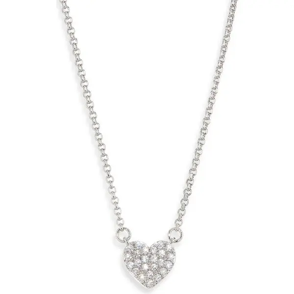 Kate Spade New York Pavé Heart Mini Pendant Necklace - Clear/silver.