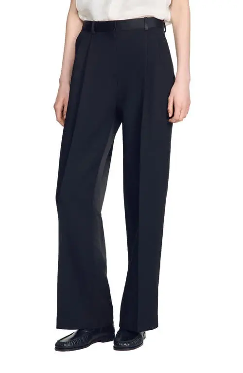 Sandro Mixed-material Satin Trousers