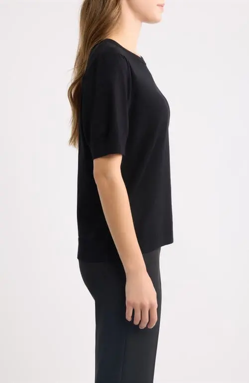 Anne Klein Puff Sleeve Crewneck Sweater