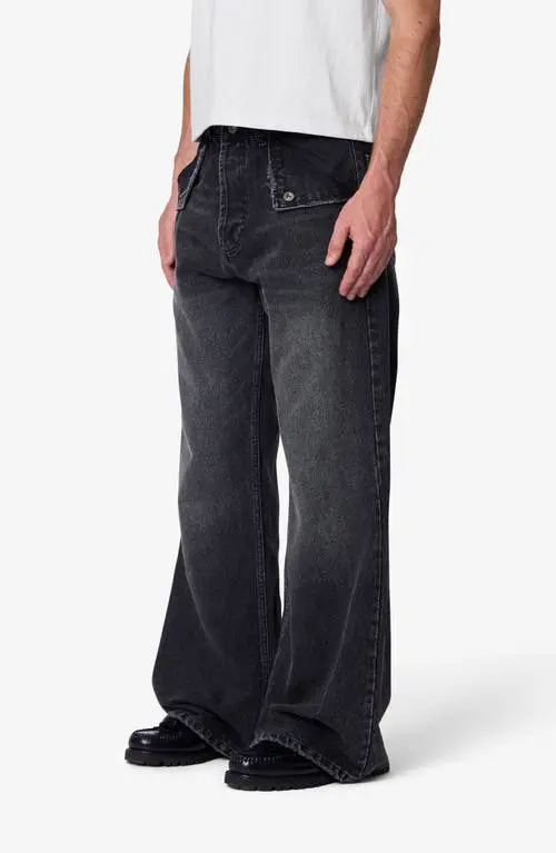Mnml Mule Pocket Kick Flare Jeans - Washed Black
