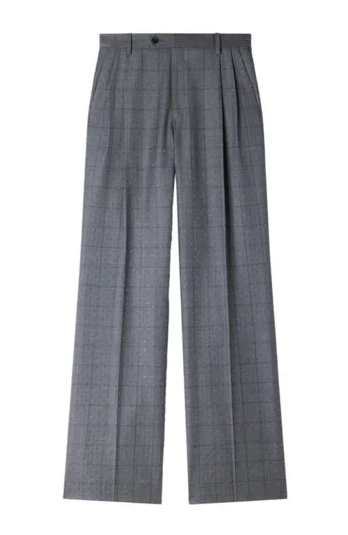 Sandro Rhinestone Check Wool Trousers