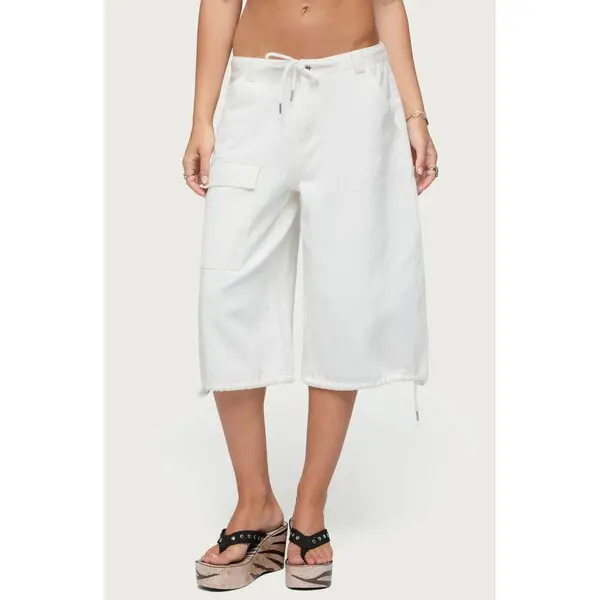 EDIKTED Cargo Bermuda Shorts With Drawstring Waist And Hems