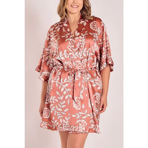 ICOLLECTION Floral Satin Robe