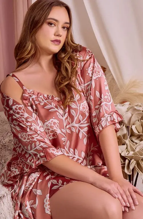 ICOLLECTION Floral Satin Robe