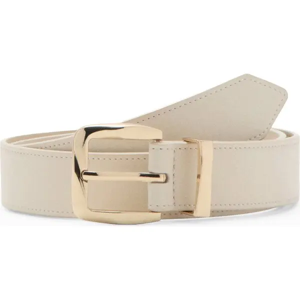 Mango Embossed Buckle Faux Leather Belt - Ecru