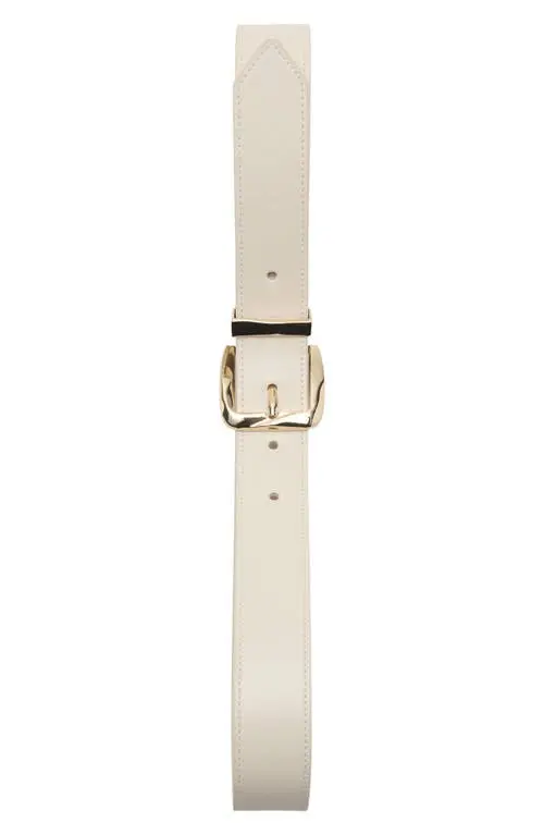 Mango Embossed Buckle Faux Leather Belt - Ecru