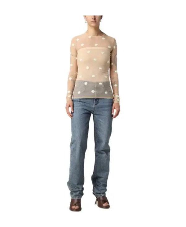 Sportmax Floral Embroidered Long-sleeved Top - Nude