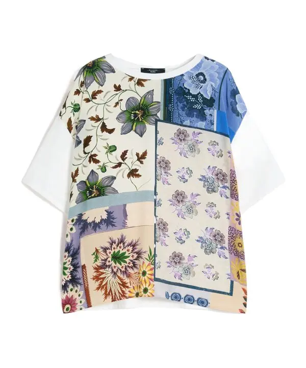 Max Mara Printed Silk And Stretch Cotton Jersey T-shirt Multicolour