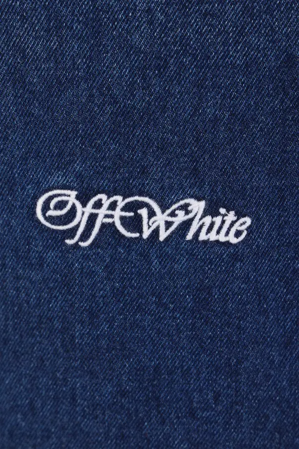 Off-White Logo Embroidered Short-sleeved Denim Shirt