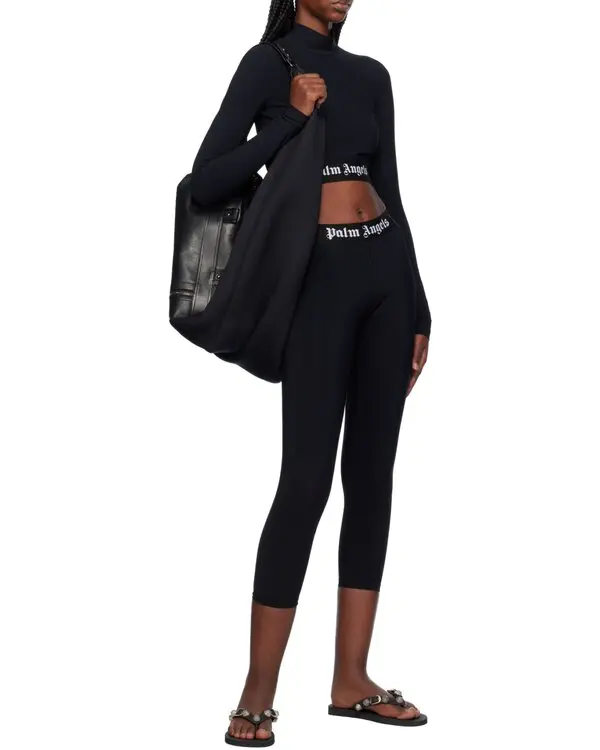 Palm Angels Logo Waistband Stretched Leggings