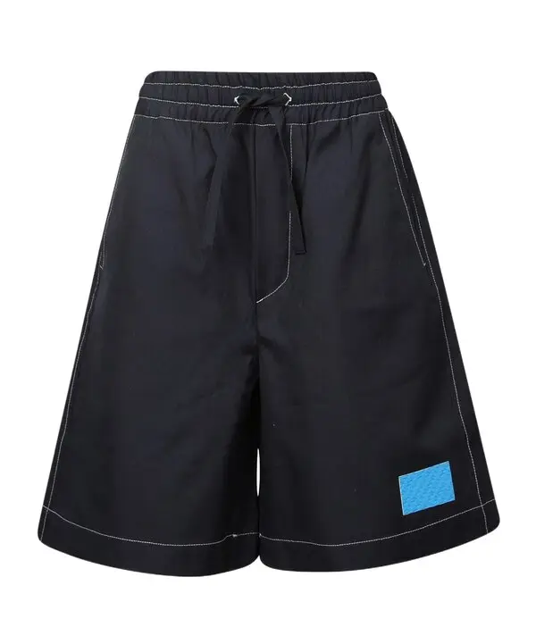 Sunnei Wide Leg Elastic Waist Shorts - Black
