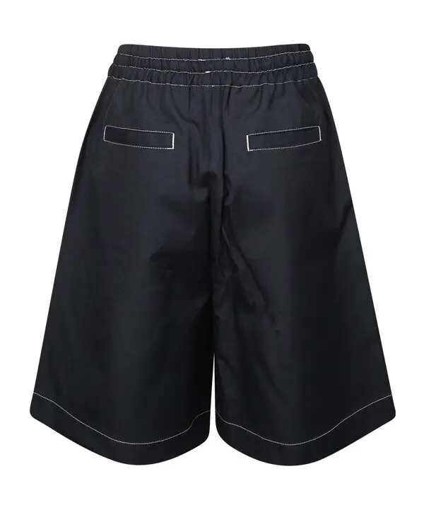 Sunnei Wide Leg Elastic Waist Shorts - Black