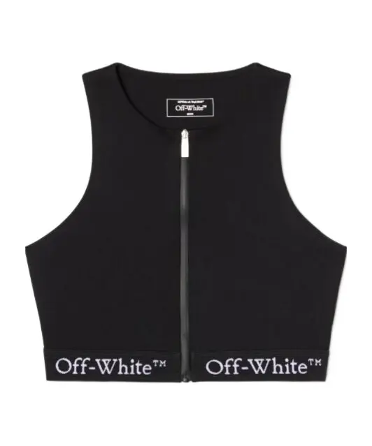 Off-White Zip-up Crewneck Sleeveless Top
