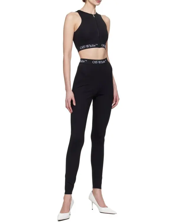 Off-White Zip-up Crewneck Sleeveless Top