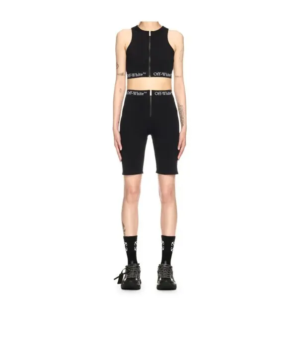 Off-White Zip-up Crewneck Sleeveless Top