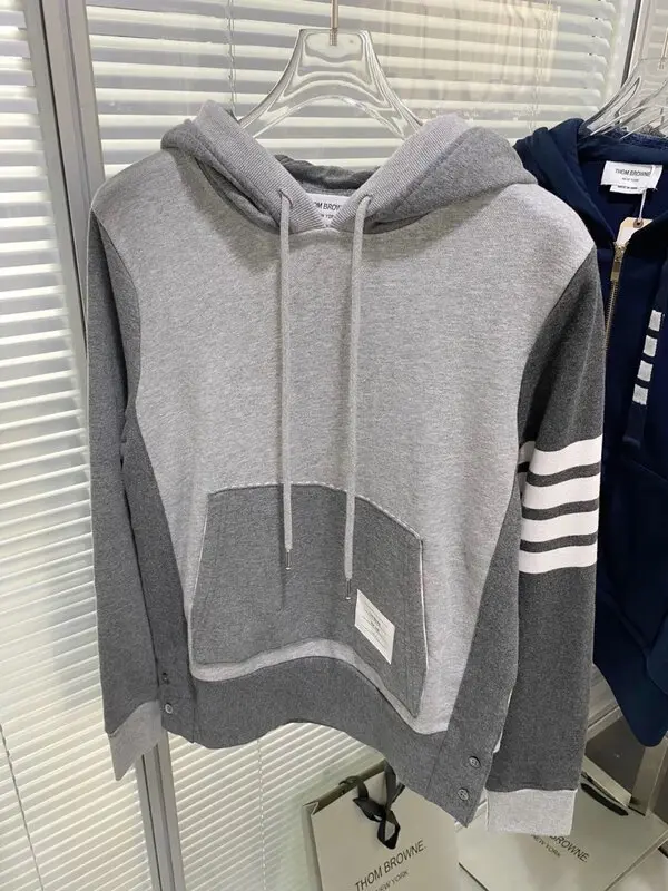 Thom Browne Logo Detailed Drawstring Hoodie
