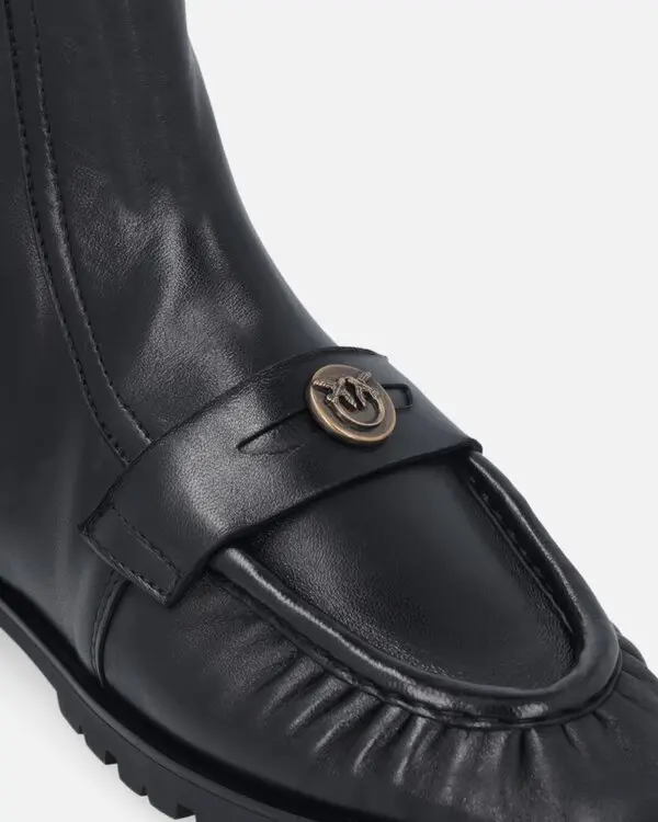 Pinko Love Birds Logo Plaque Booties