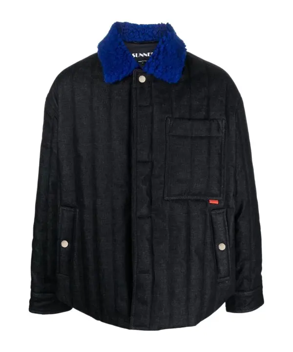 Sunnei Color-blocked Collar Button Casual Jacket