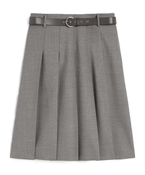 Max Mara Belted Pleated Midi Skirt