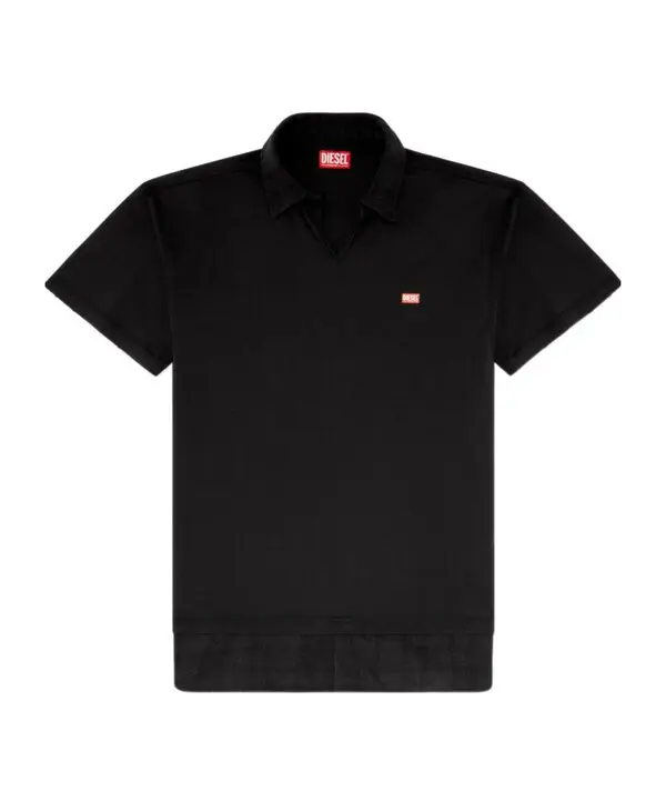 DIESEL® Jersey Polo Shirt With Check Flannel Trims