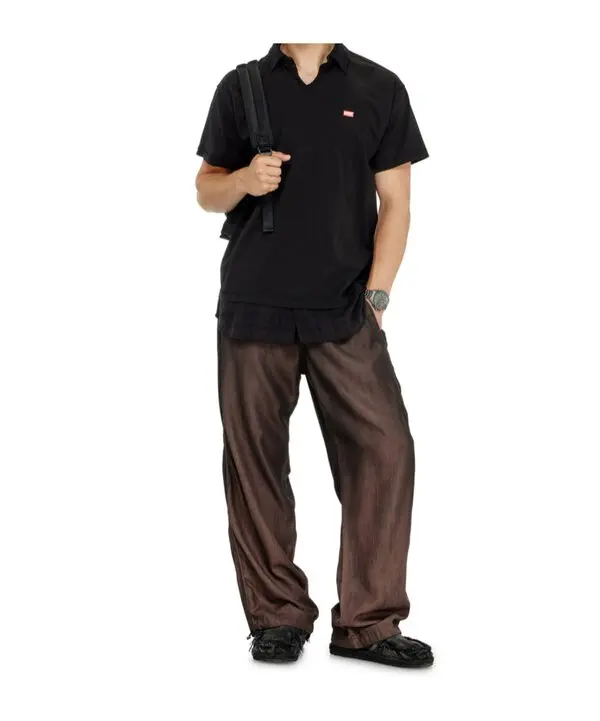 DIESEL® Jersey Polo Shirt With Check Flannel Trims