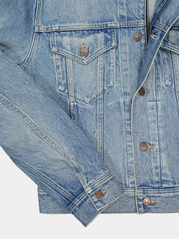 Celine Trucker Jacket In Cotton Denim - Blue