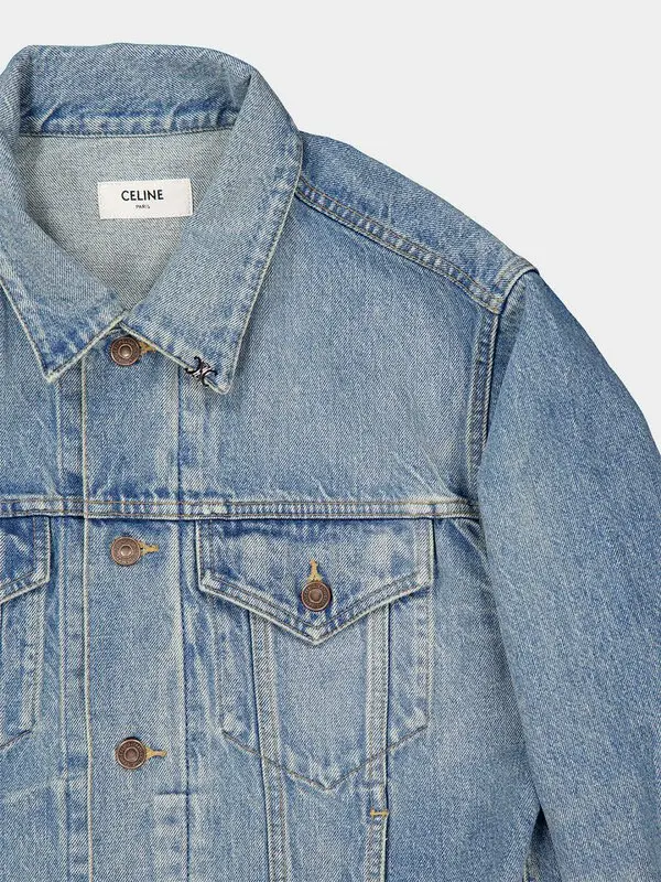Celine Trucker Jacket In Cotton Denim - Blue