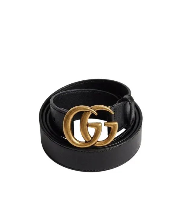 Gucci Cut Gg Marmont Thin Belt - Black