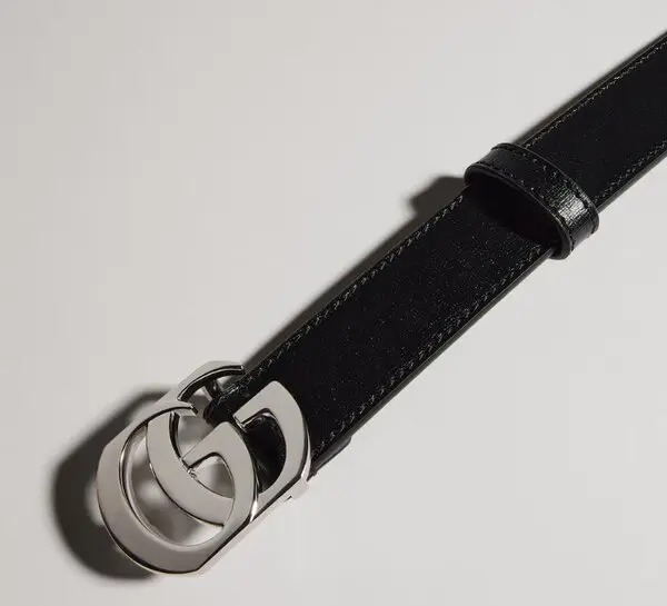 Gucci Cut Gg Marmont Thin Belt - Black